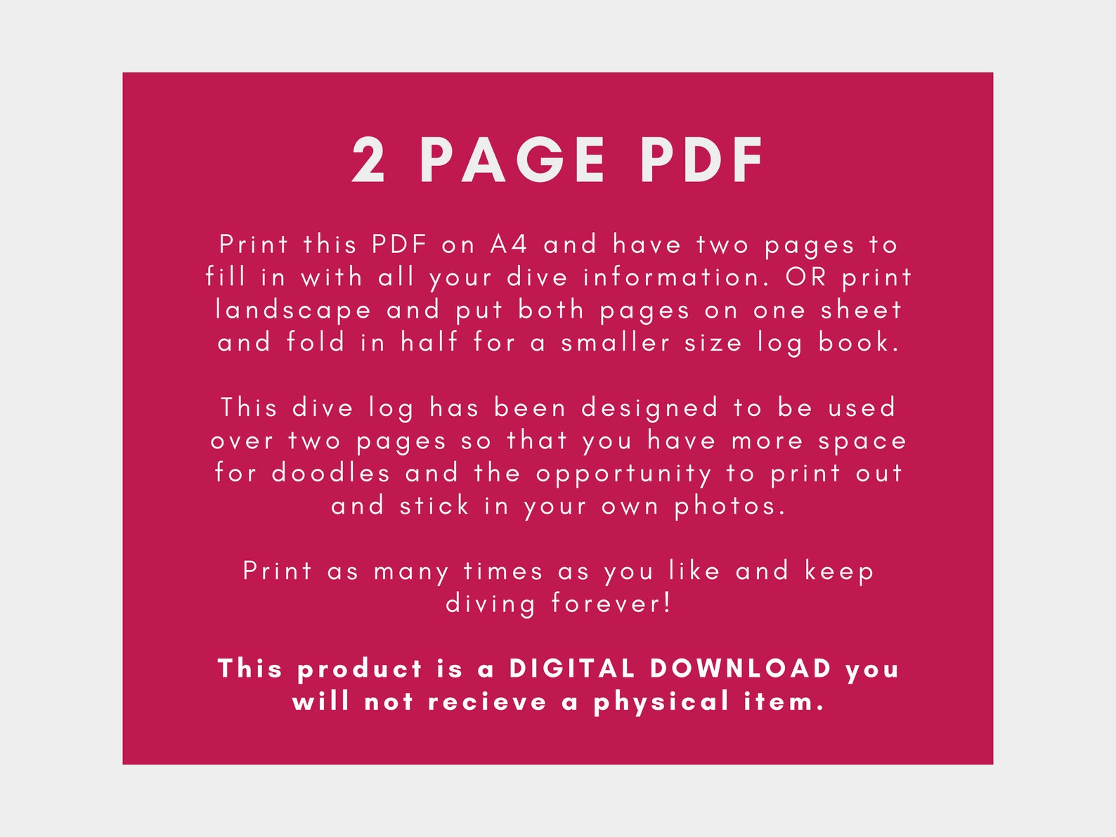 Printable Scuba Dive Log Book Sheets Digital Download Diving Log Print ...