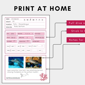 Printable Scuba Dive Log Book Sheets Digital Download Diving Log Print ...