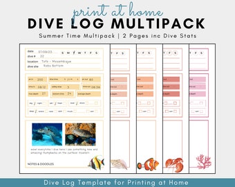 DIY Scuba Dive Journal Log Book Digital Download Diving Log Print at ...