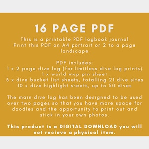 DIY Scuba Dive Journal Log Book Digital Download Diving Log Print at ...