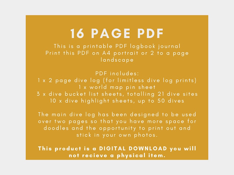 DIY Scuba Dive Journal Log Book Digital Download Diving Log Print at ...