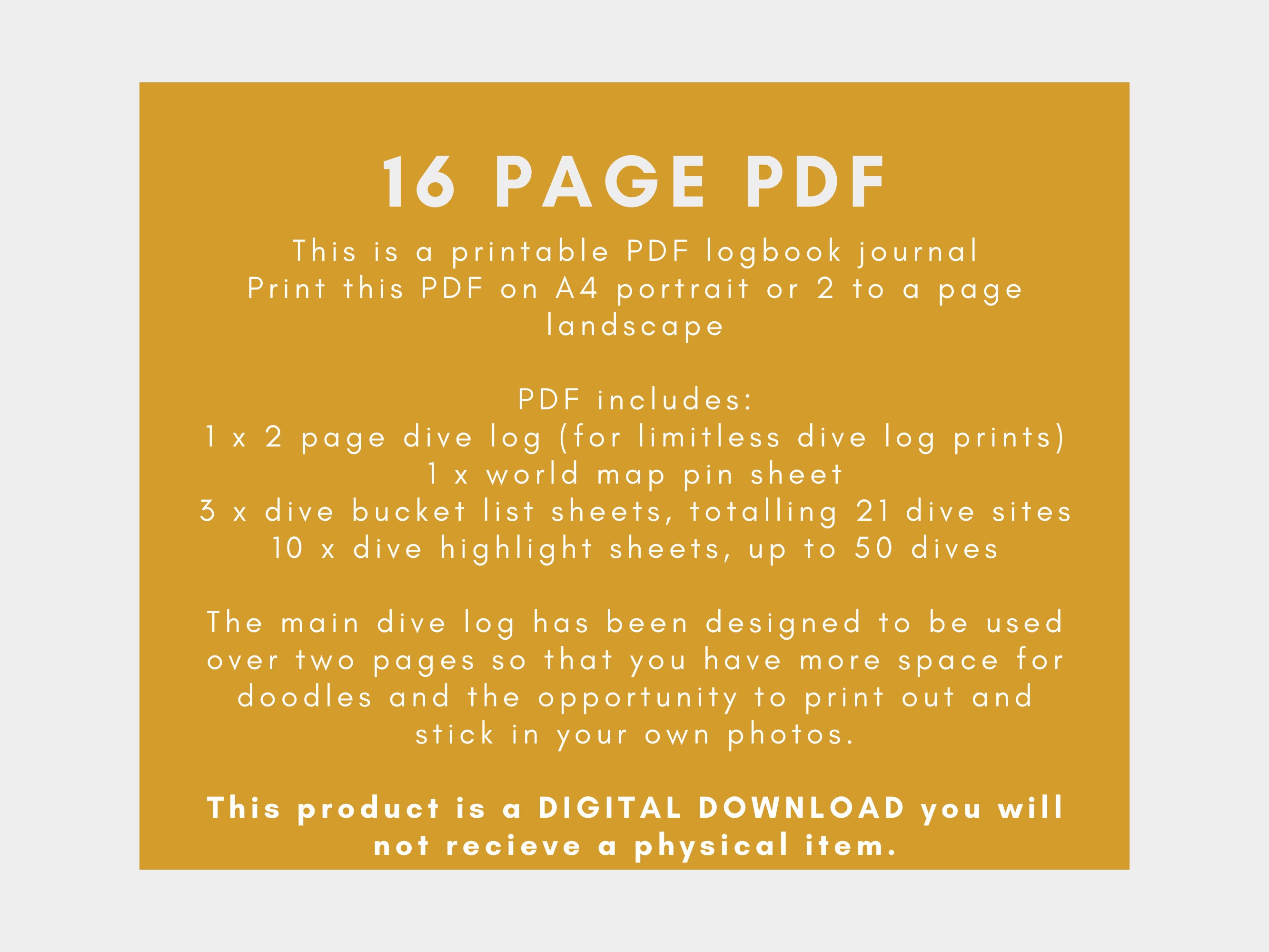 DIY Scuba Dive Journal Log Book Digital Download Diving Log Print at ...