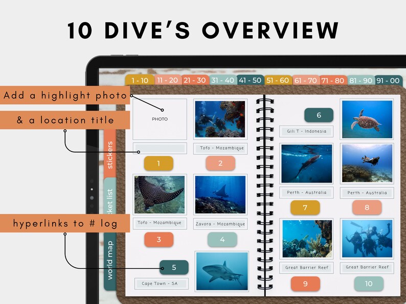 Digital Scuba Dive Logbook Journal Diving Goodnotes iPad Tablet 100 ...