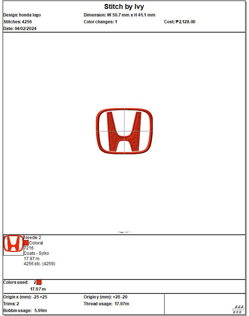 Honda Emblem Embroidery Design: Car Logo (2 Sizes) (digital Download ...