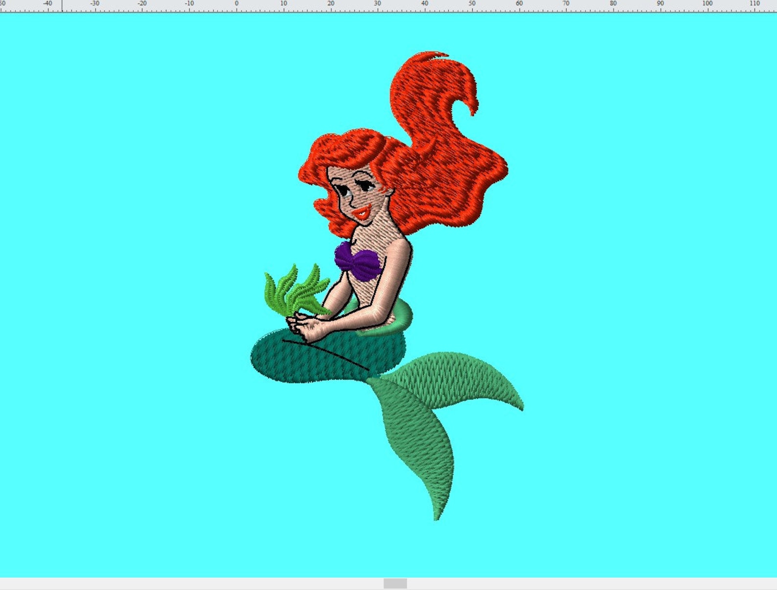 PRINCESS ARIEL Little Mermaid [ 2 SIZES ] Digitized Embroidery Design ...