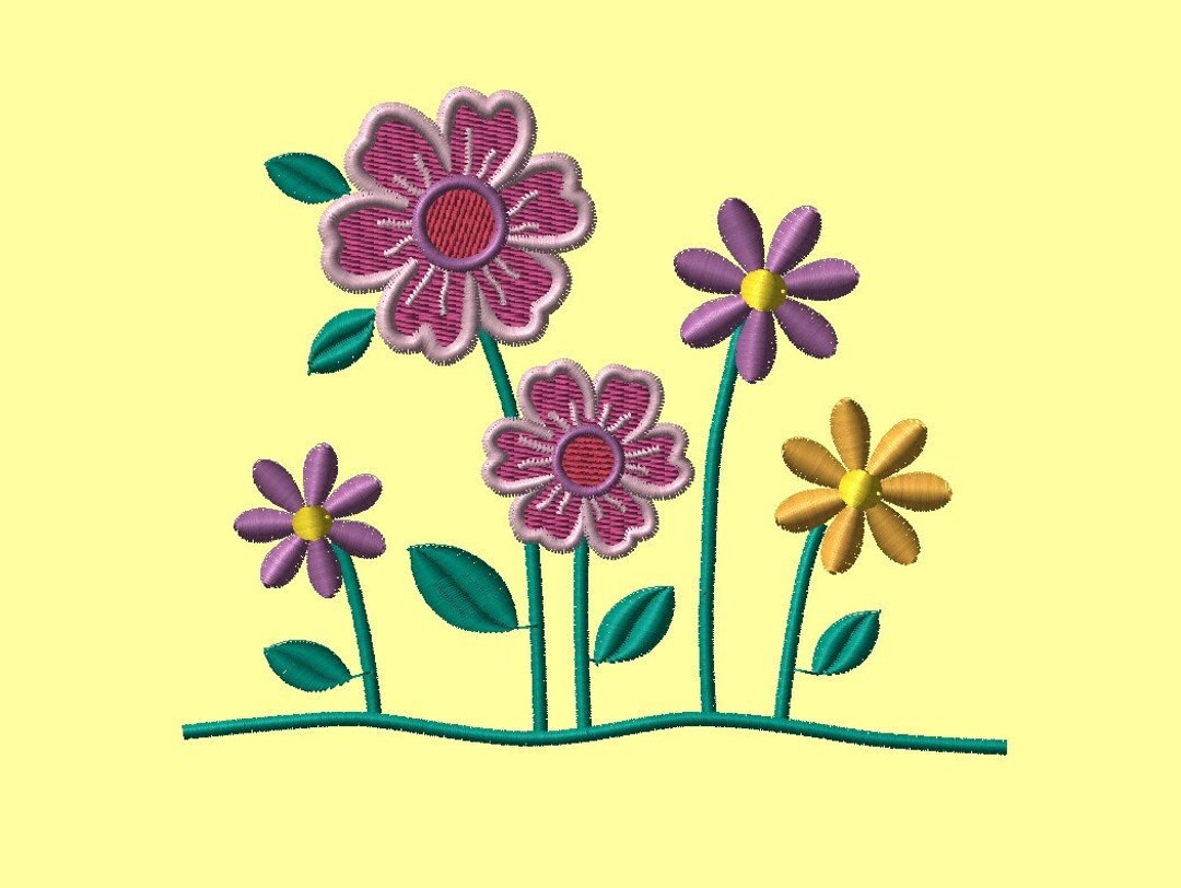 DAISIES FLOWERS Digitized Embroidery Design in Dst Pes Dsb Jef Sew Xxx ...