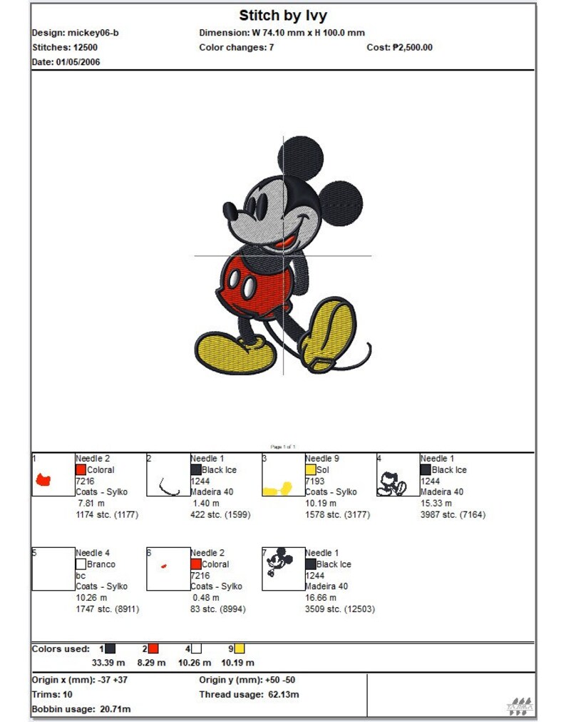 MICKEY Classic Digitized Embroidery Design in Dst Pes Dsb Sew Jef Xxx ...