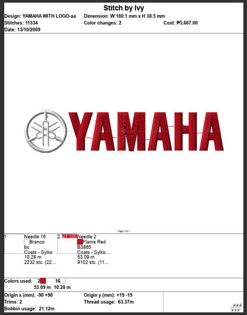 YAMAHA Logo [2 Sizes] | Digitized Embroidery Design in Dst Dsb Pes Jef ...