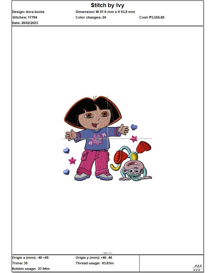 D O R A & B O O T S [2 SIZES] Digitized Embroidery Design in Dst Pes ...