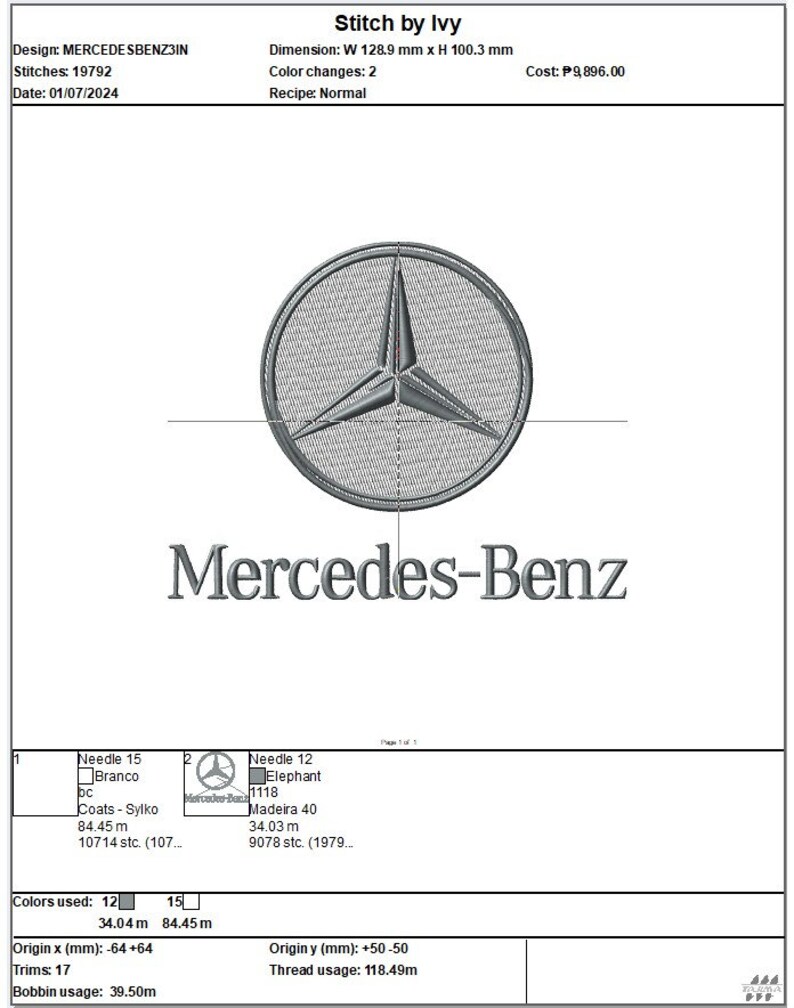 Mercedes-benz 3IN Car Logo Embroidery Design (digital Download) - Etsy