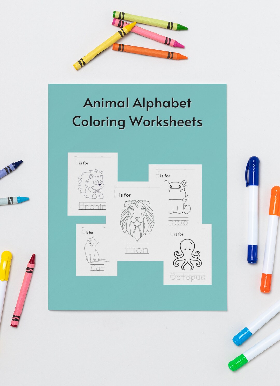 Animal Additional Alphabet Coloring Worksheets- 2y + -crayons Included ...