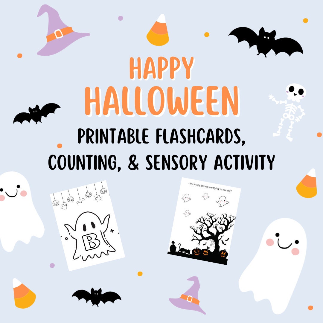 Halloween Toddler Activity Kit: Printable Flashcards & Coloring Book ...