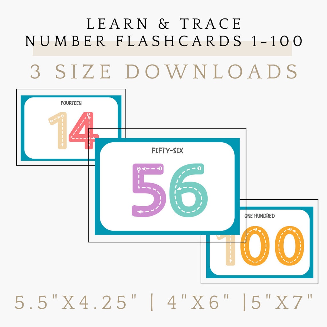 Printable 0-100 Number Flashcards - Etsy