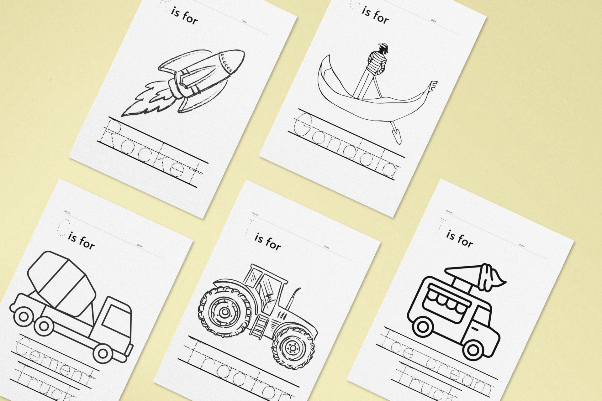 Transportation Additional Alphabet Coloring Worksheets 2y - Etsy