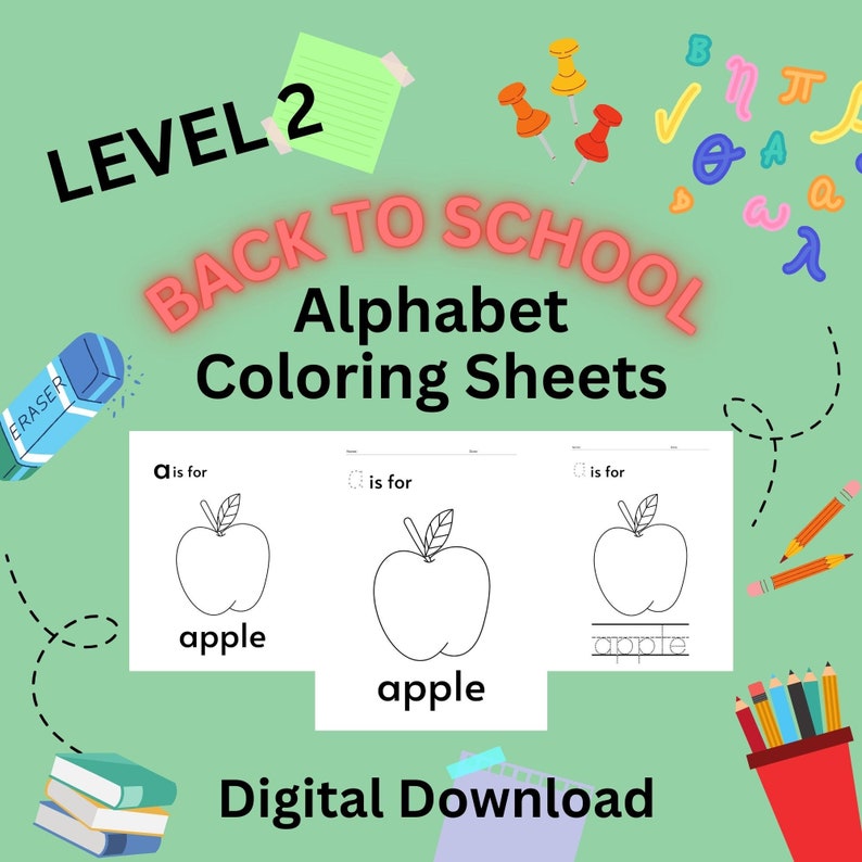 Letter of the Week Coloring Worksheets Level 2 Digital - Etsy