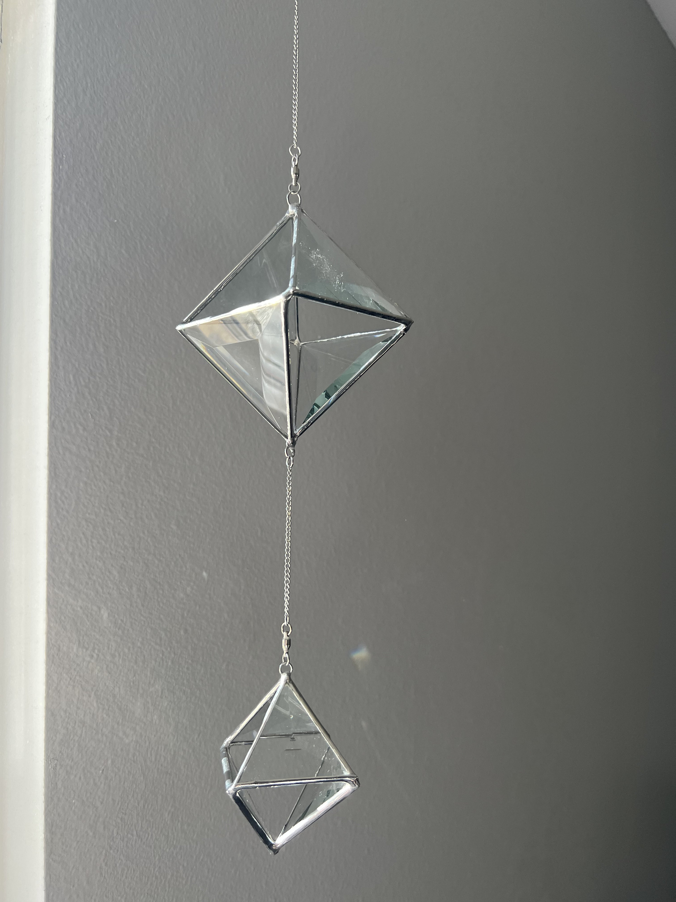 Spinning 3D Beveled Glass Pyramid Suncatcher - Etsy