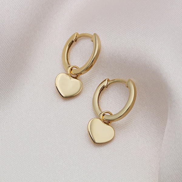 Gold Heart Hoops - Etsy