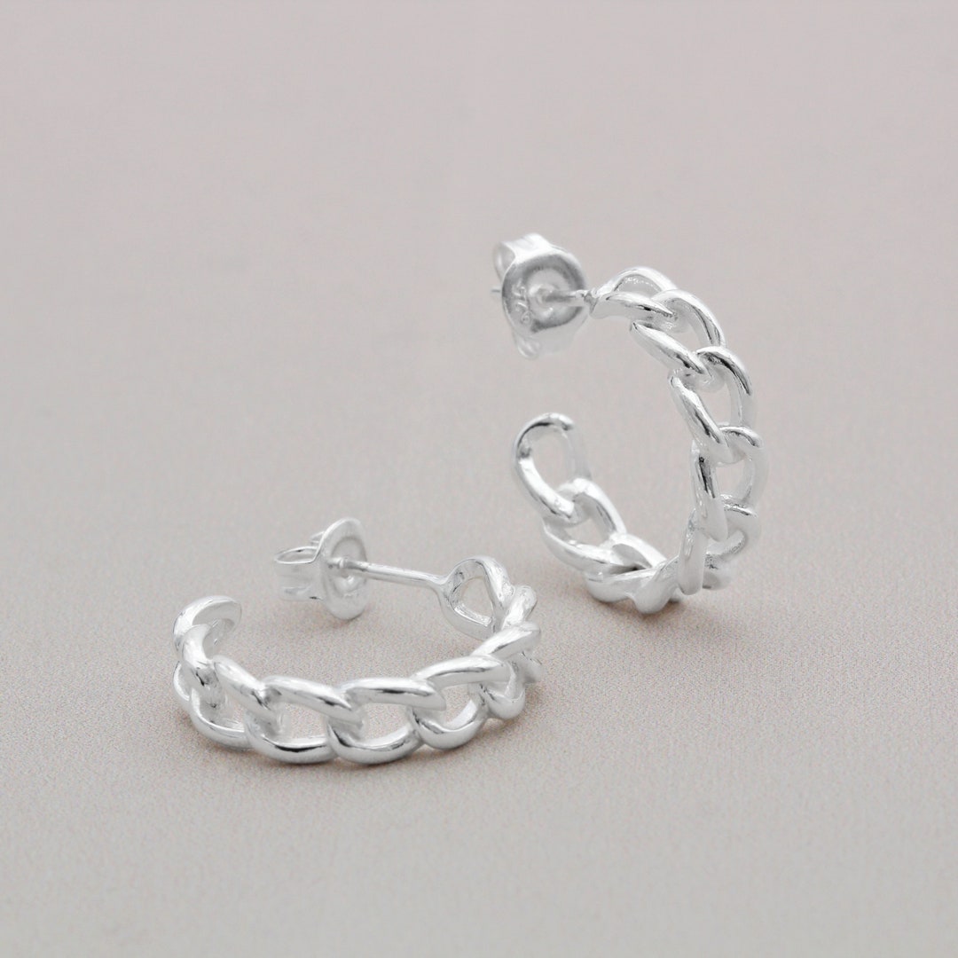 Sterling Silver Entwined Link Stud Hoop - Etsy