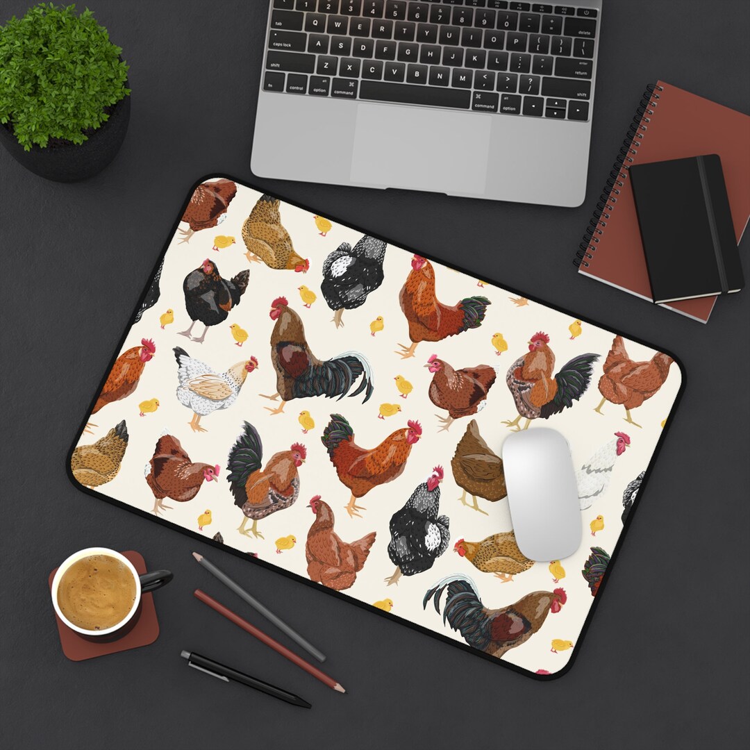 Chicken Desk Mat, Chicken Lover Desk Mat, Office Decor, Office ...