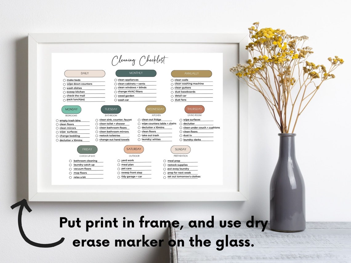 EDITABLE Cleaning Checklist and Cleaning Schedule, Cleaning Planner ...