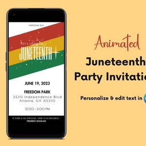 Juneteenth Party Digital Invitation, Customize in Canva - Etsy