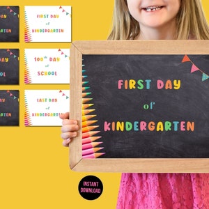 First Day of Kindergarten School Sign Printable, Back to School Sign ...