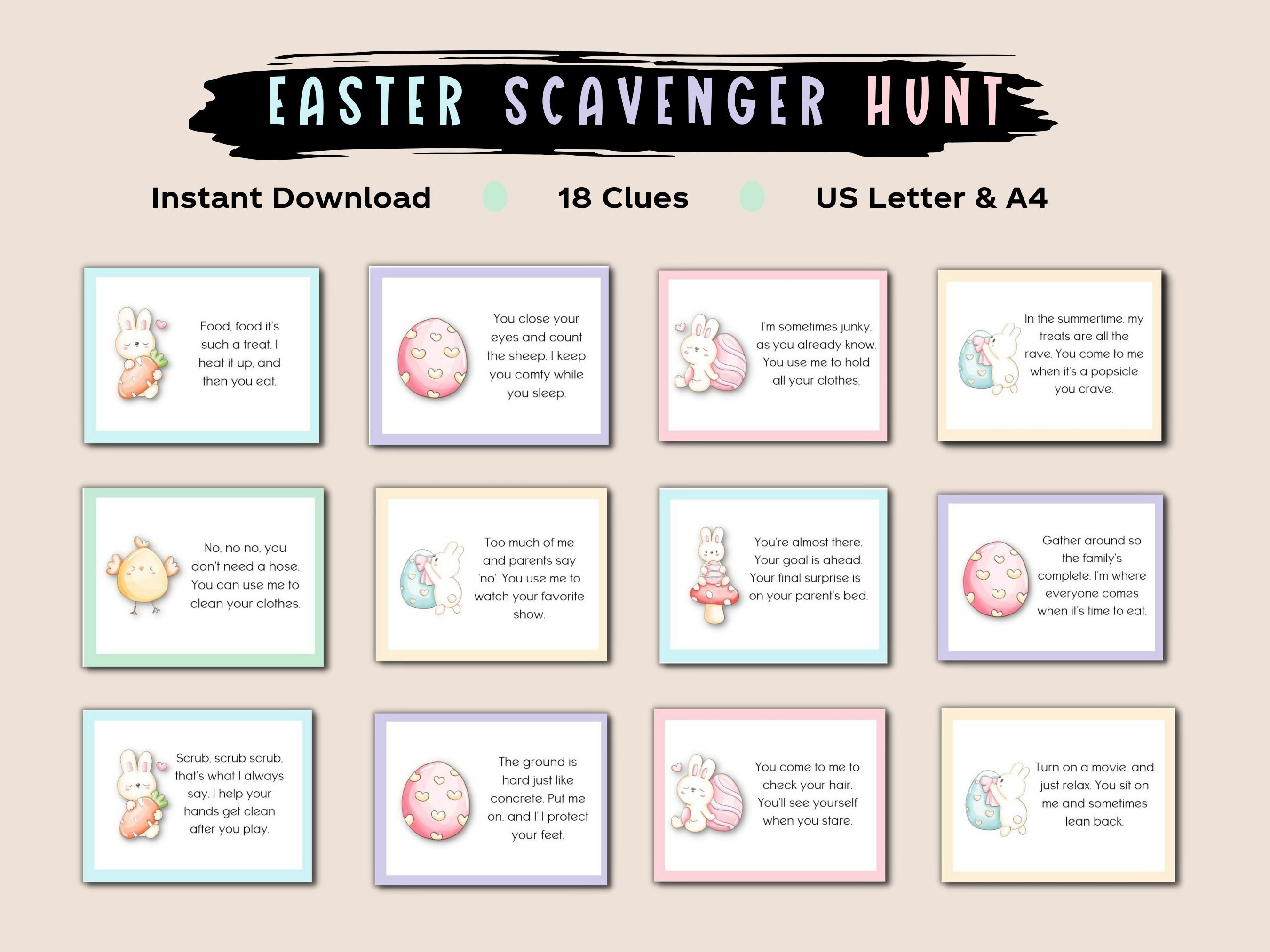 Easter Scavenger Hunt for Kids, Indoor Scavenger Hunt, Games for Kids ...