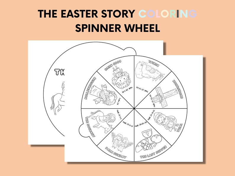 The Easter Story Coloring Spinner Wheel, Easter Activities for Kids ...