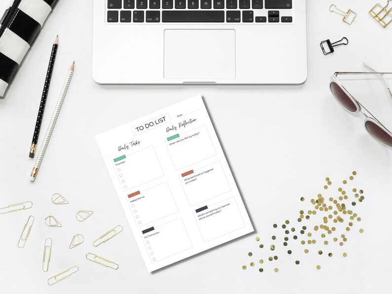 Daily Task List Template, Daily Checklist Template, Daily Reflection ...