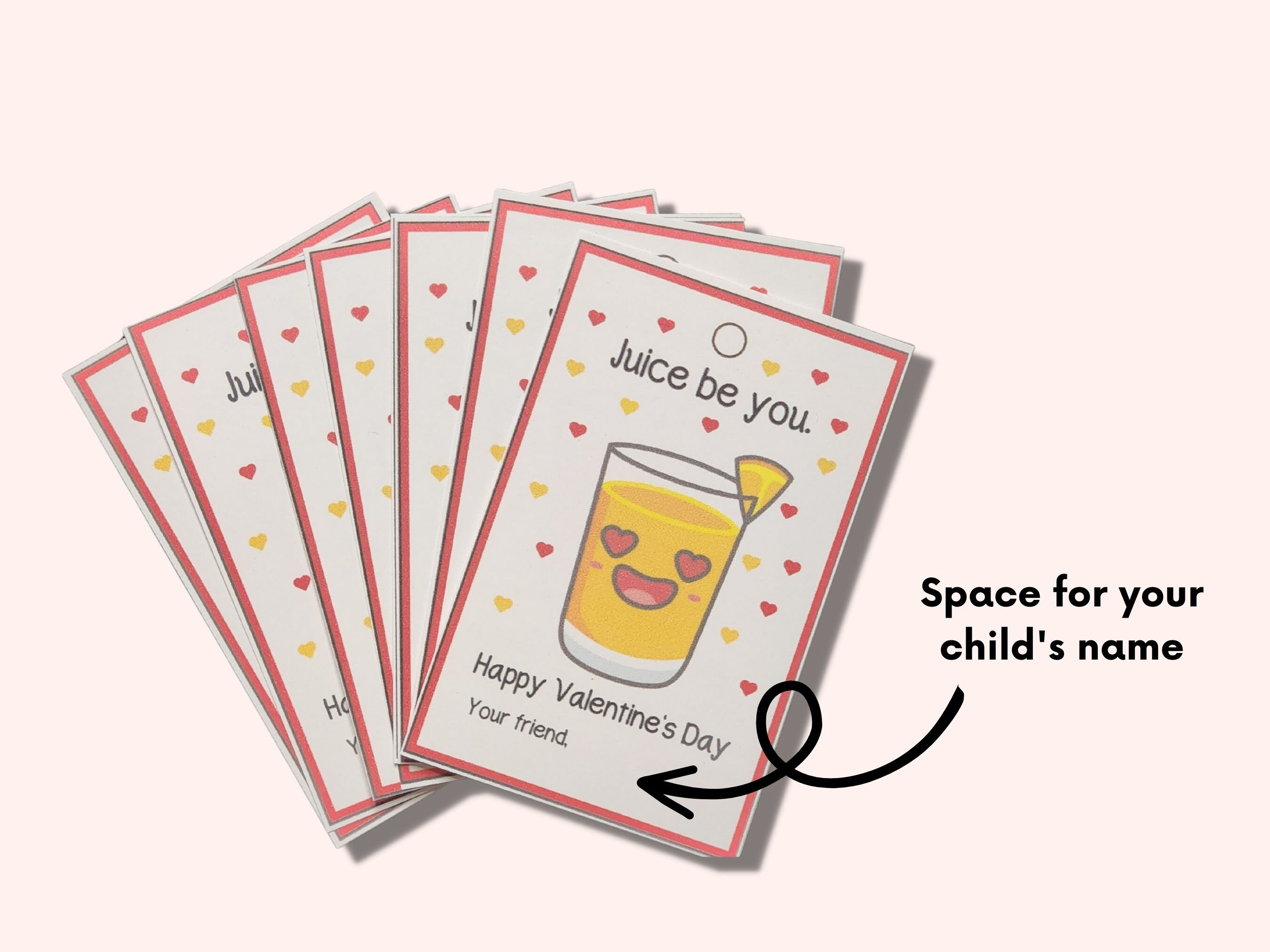 Printable Classroom Valentine Card, School Valentine Favor Tags, Juice ...