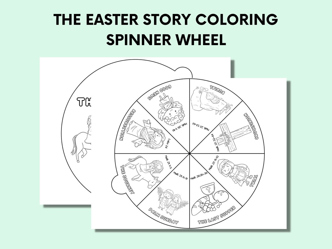 The Easter Story Coloring Spinner Wheel, Easter Activities for Kids ...