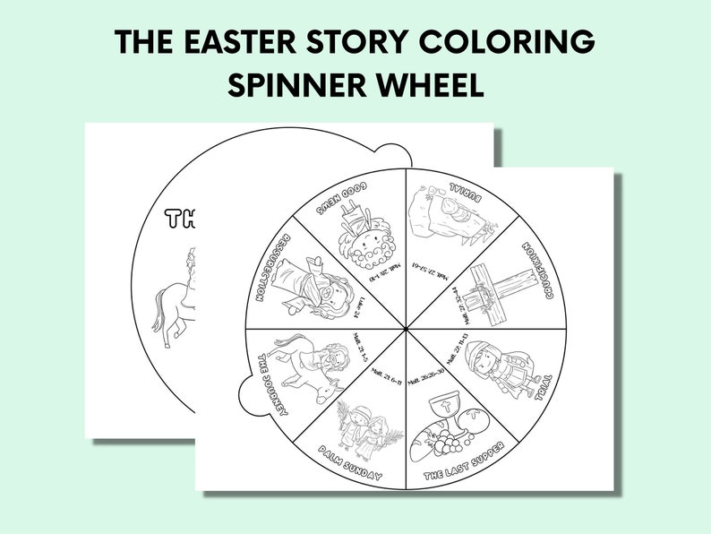 The Easter Story Coloring Spinner Wheel, Easter Activities for Kids ...