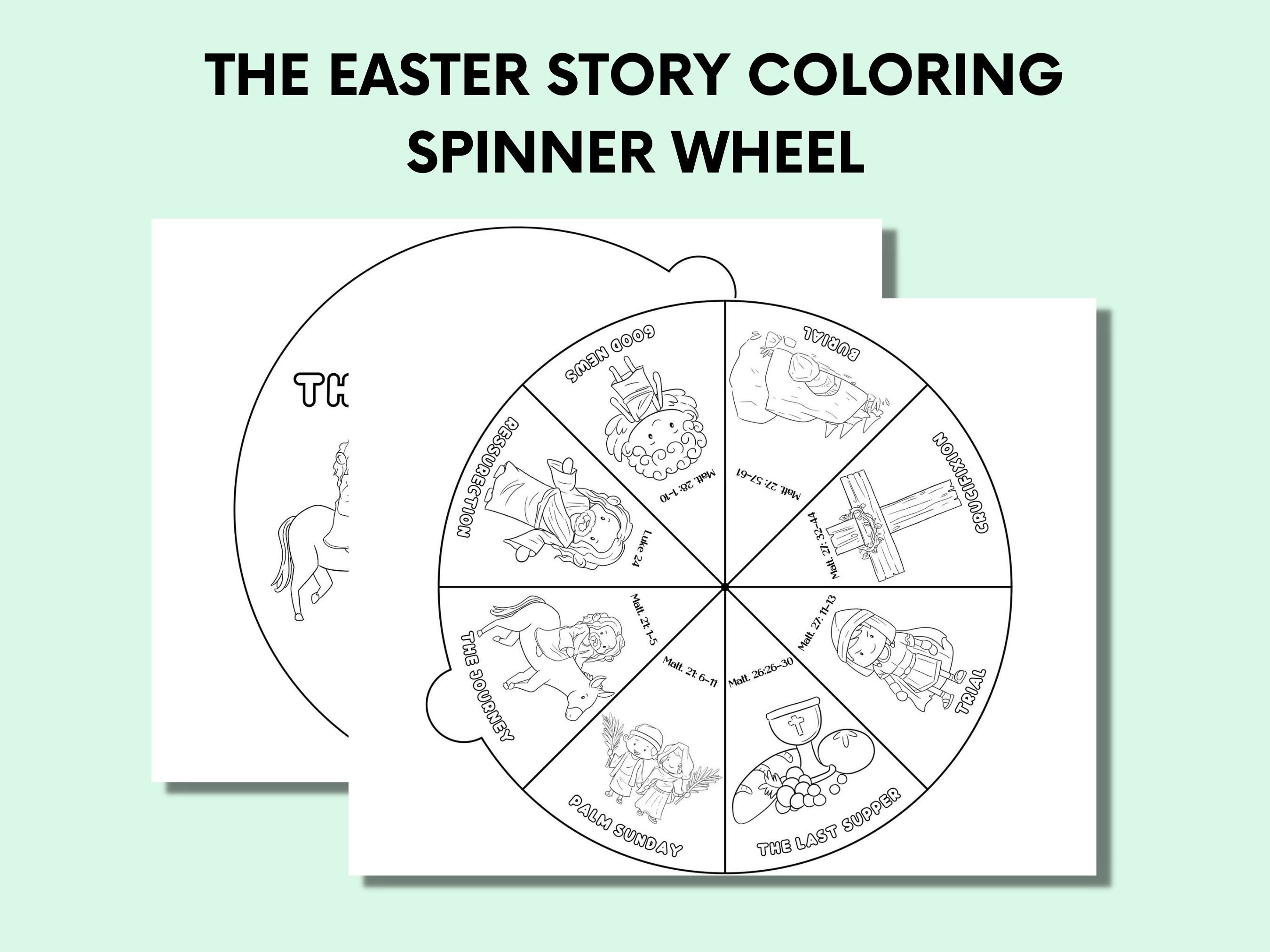 The Easter Story Coloring Spinner Wheel, Easter Activities for Kids ...