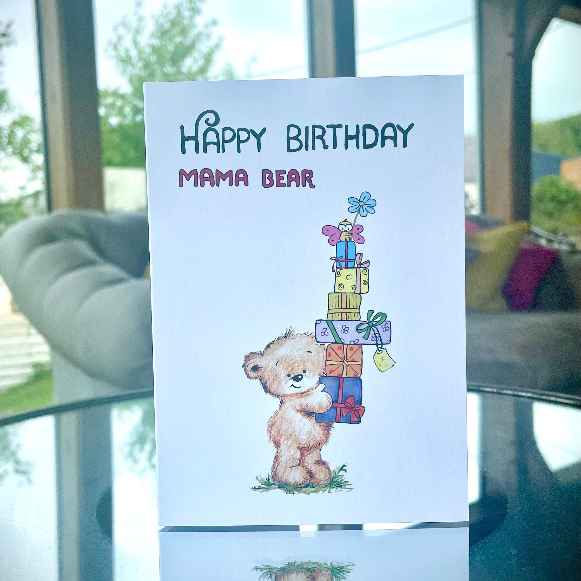 Happy Birthday Mama Bear Card Birthday Card for Mum Handmade Card Cute ...