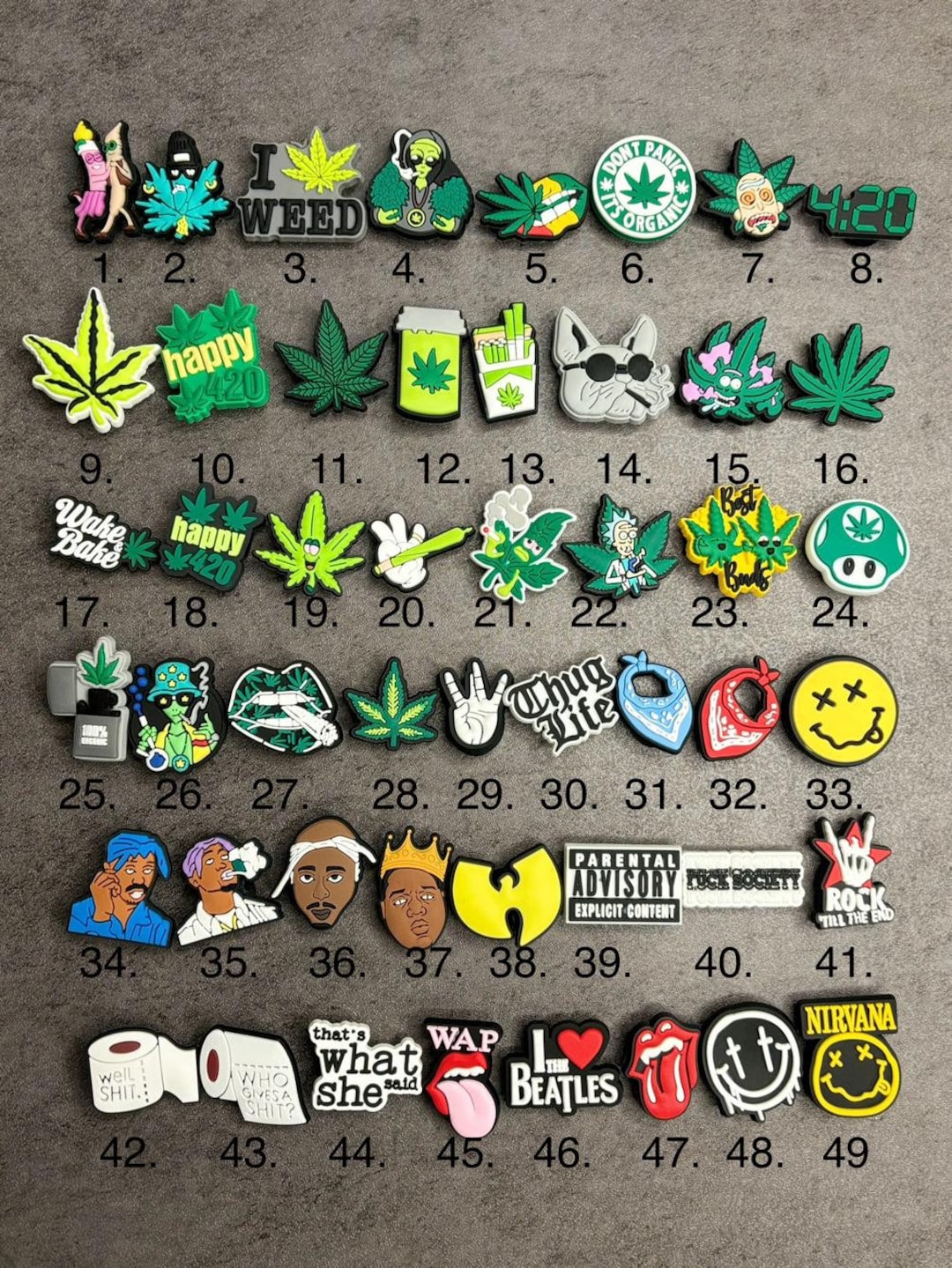 Croc Shoe Charms Crocs Pvc Rubber, Weed, Smoking, Chill 420, Leaf Cool ...