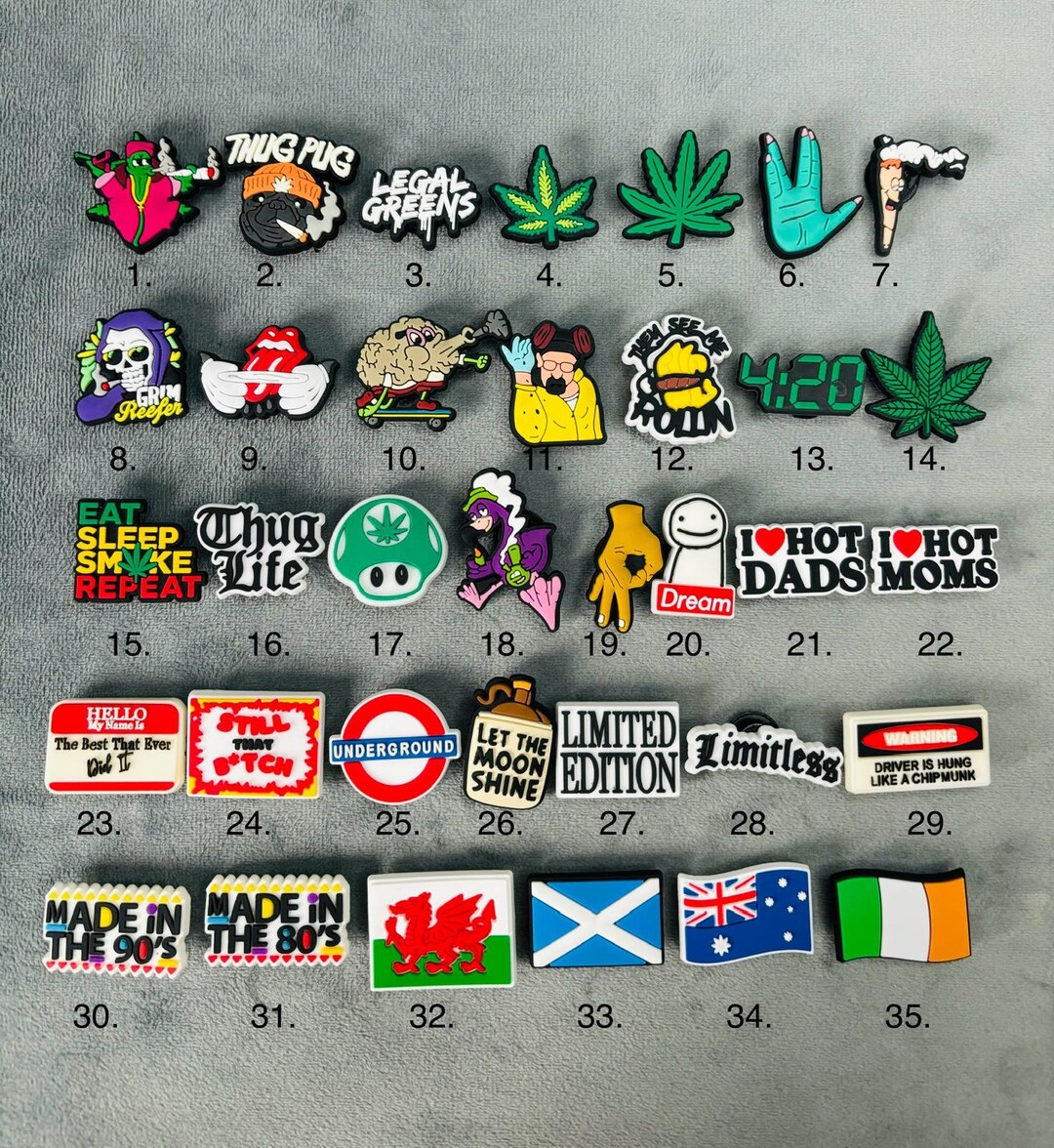 Croc Shoe Charms Crocs Pvc Rubber, Weed, Smoking, Chill 420, Leaf Cool ...