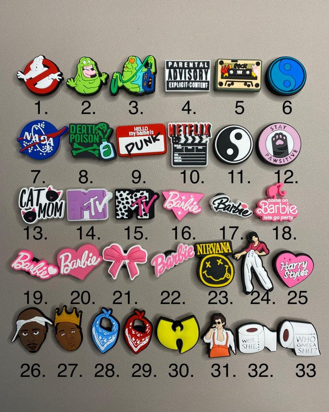 Shoe Charms to Fit Crocs Pvc Rubber Mix Styles Lips Kiss Butterfly ...