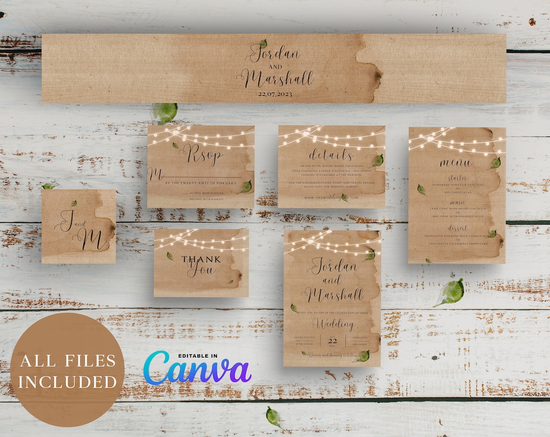Rustic Wedding Invitation Set Rustic Theme Wedding Invitation - Etsy
