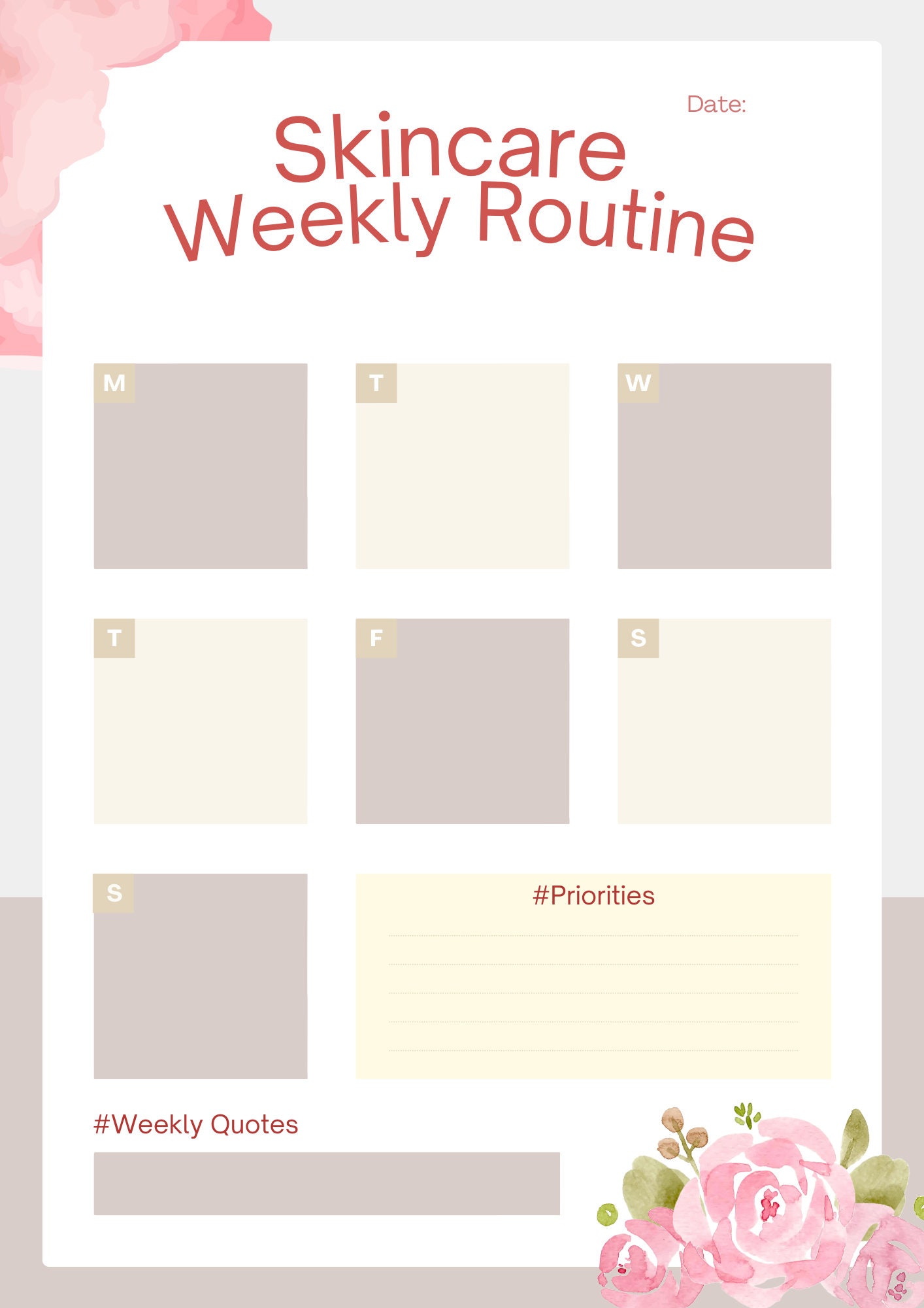 Printable Skin Care Planner PDF Printable Planner Instant - Etsy