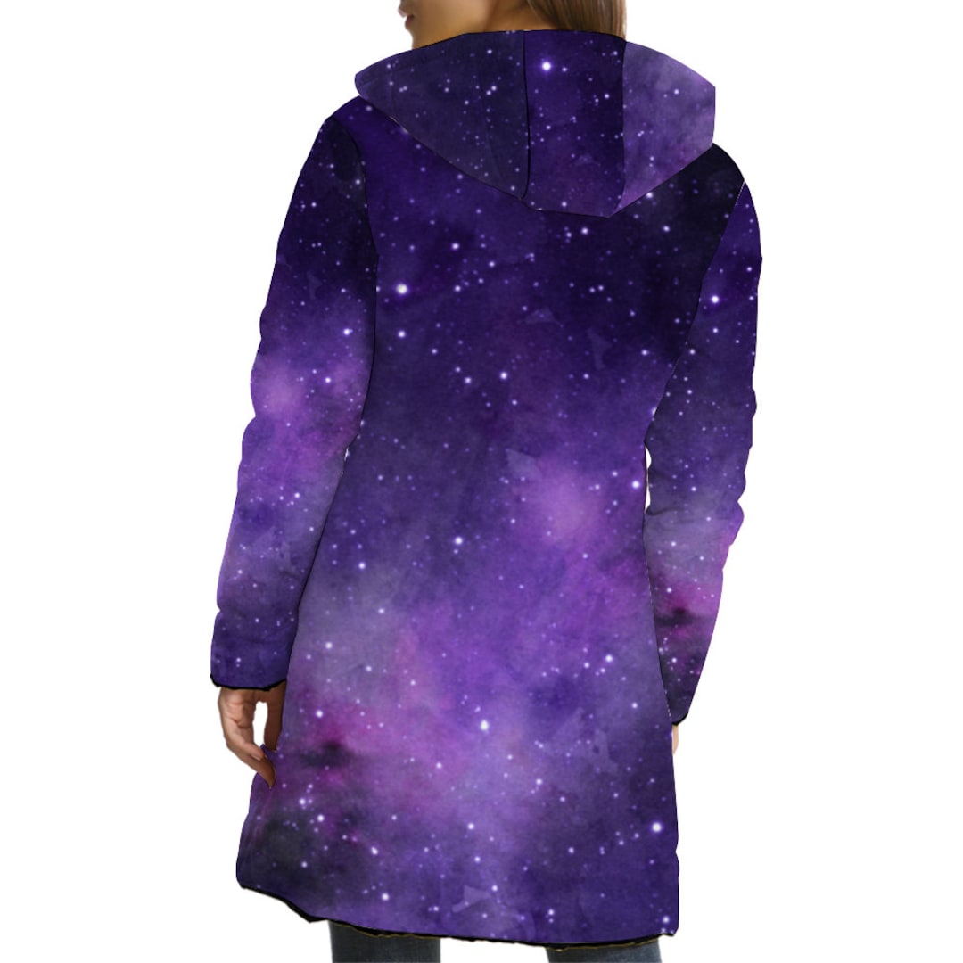 Purple Galaxy Puffer Jacket: Warm Winter Parka, Plus Size - Etsy