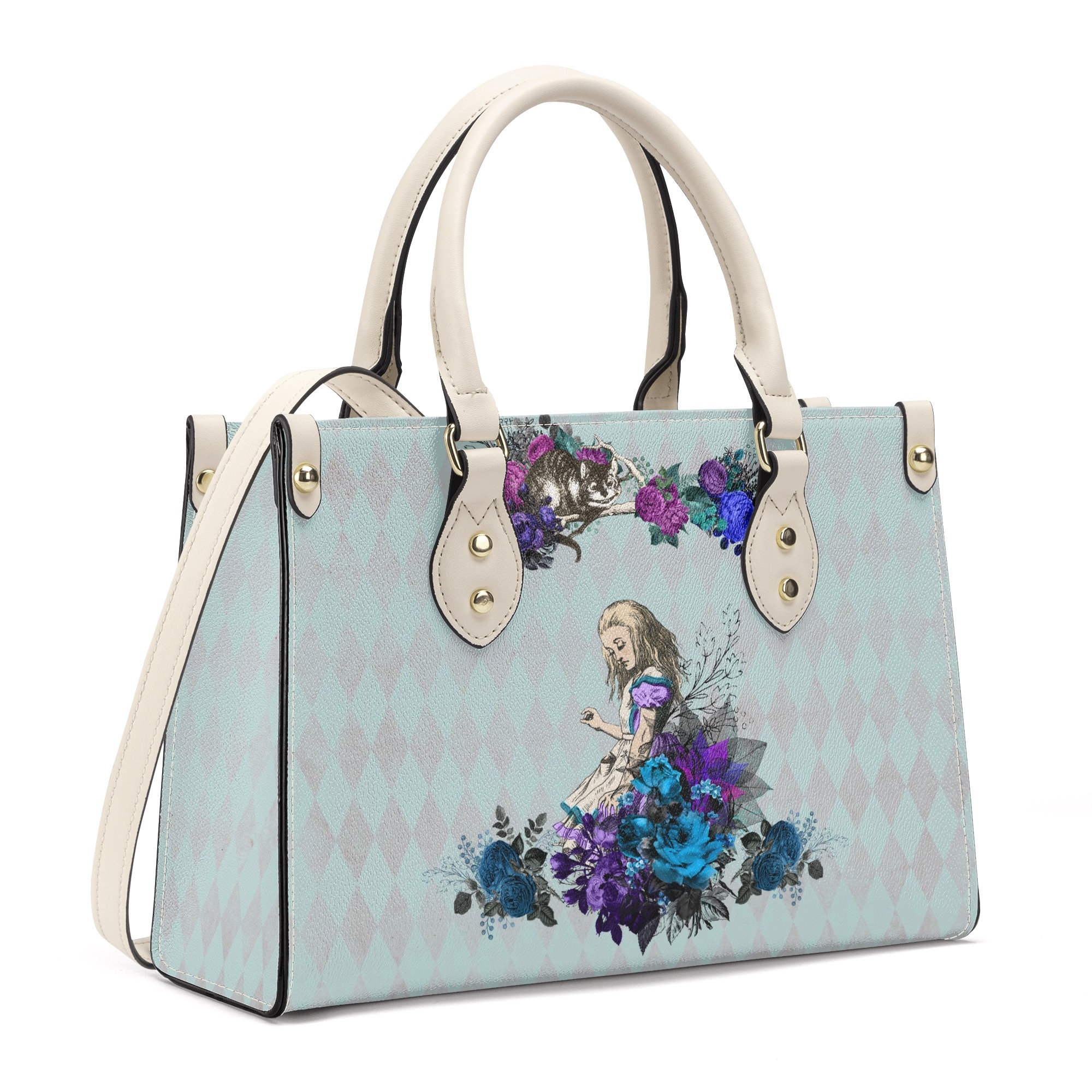 Alice in Wonderland Bag, Dark Goth Alice Leather Handbag/ Shoulder Bag ...