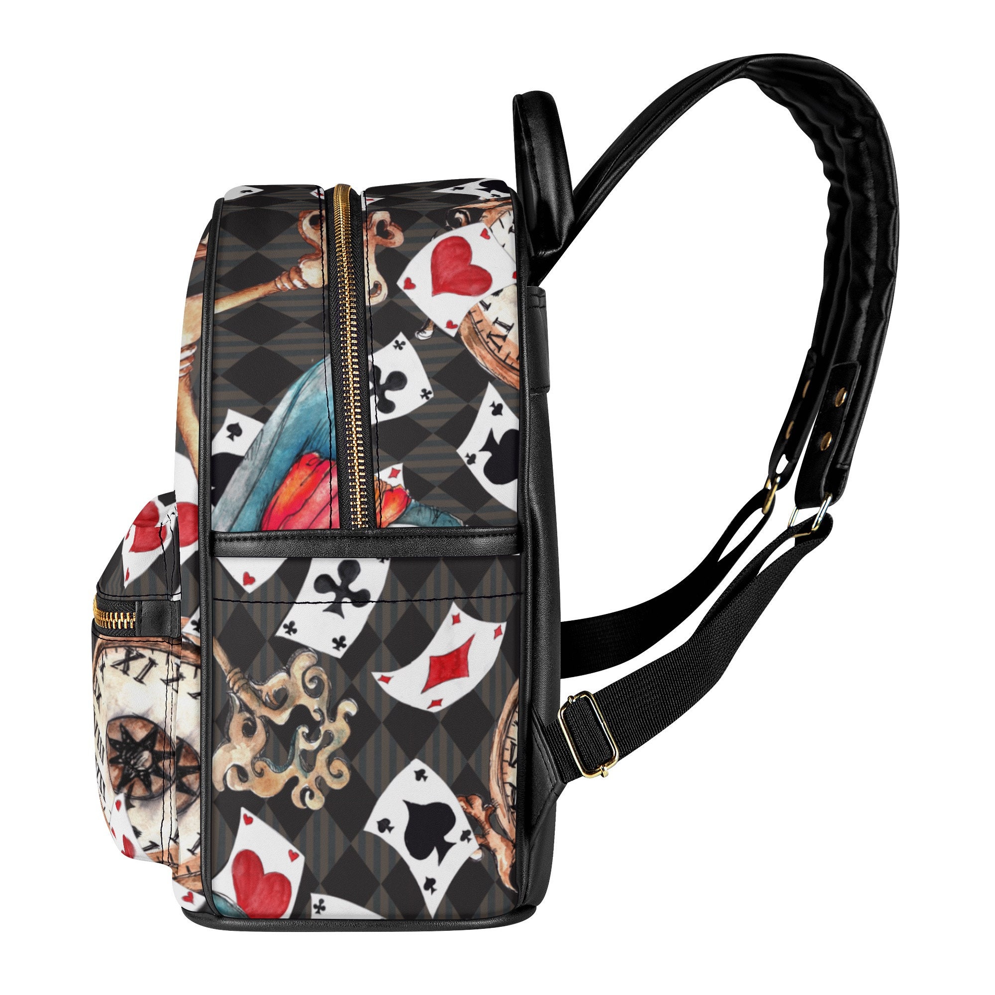 Alice in Wonderland Mini Backpack, Steampunk Black School or Travel Bag ...