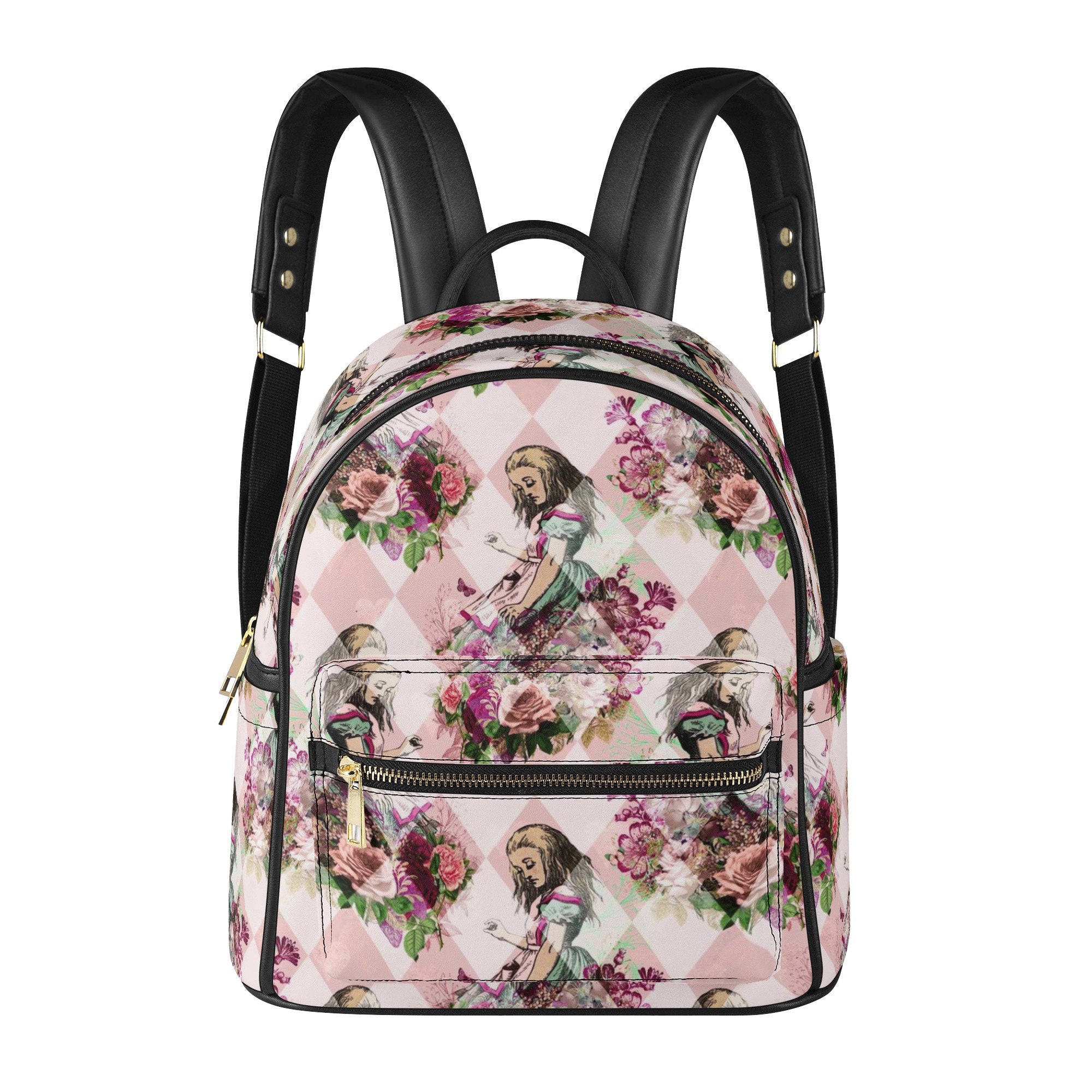Alice in Wonderland Old Rose Pink and White Checkered Mini Backpack ...