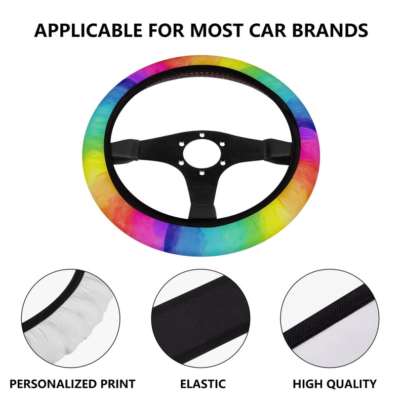 Tie Dye Pride Steering Wheel Cover: Rainbow Car Decor - Etsy