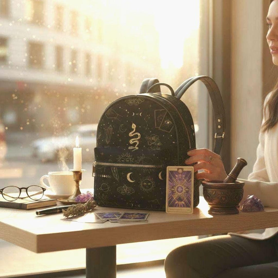 Celestial Moon & Star Astrology Mini Backpack, Black Witchy Goth Travel ...