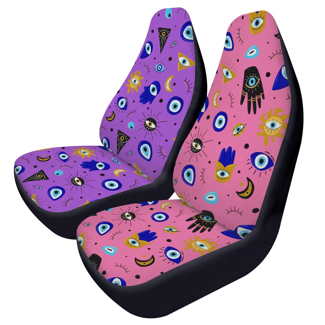 Pink and Purple Evil Eyes Microfiber Car Seat Covers, Mystical Car ...