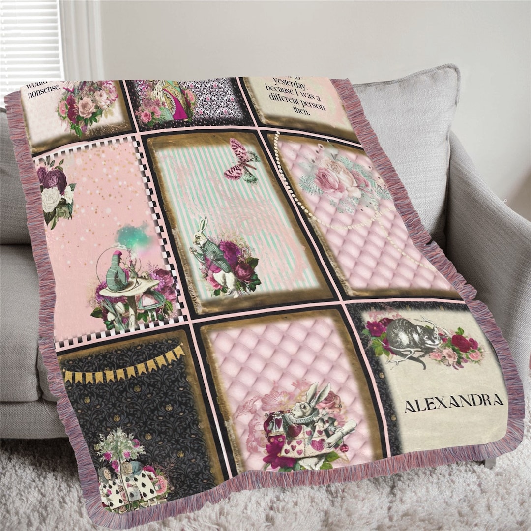 Personalized Alice in Wonderland Fringed Blanket: Classic Book Gift - Etsy