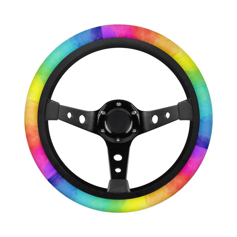 Tie Dye Pride Steering Wheel Cover: Rainbow Car Decor - Etsy
