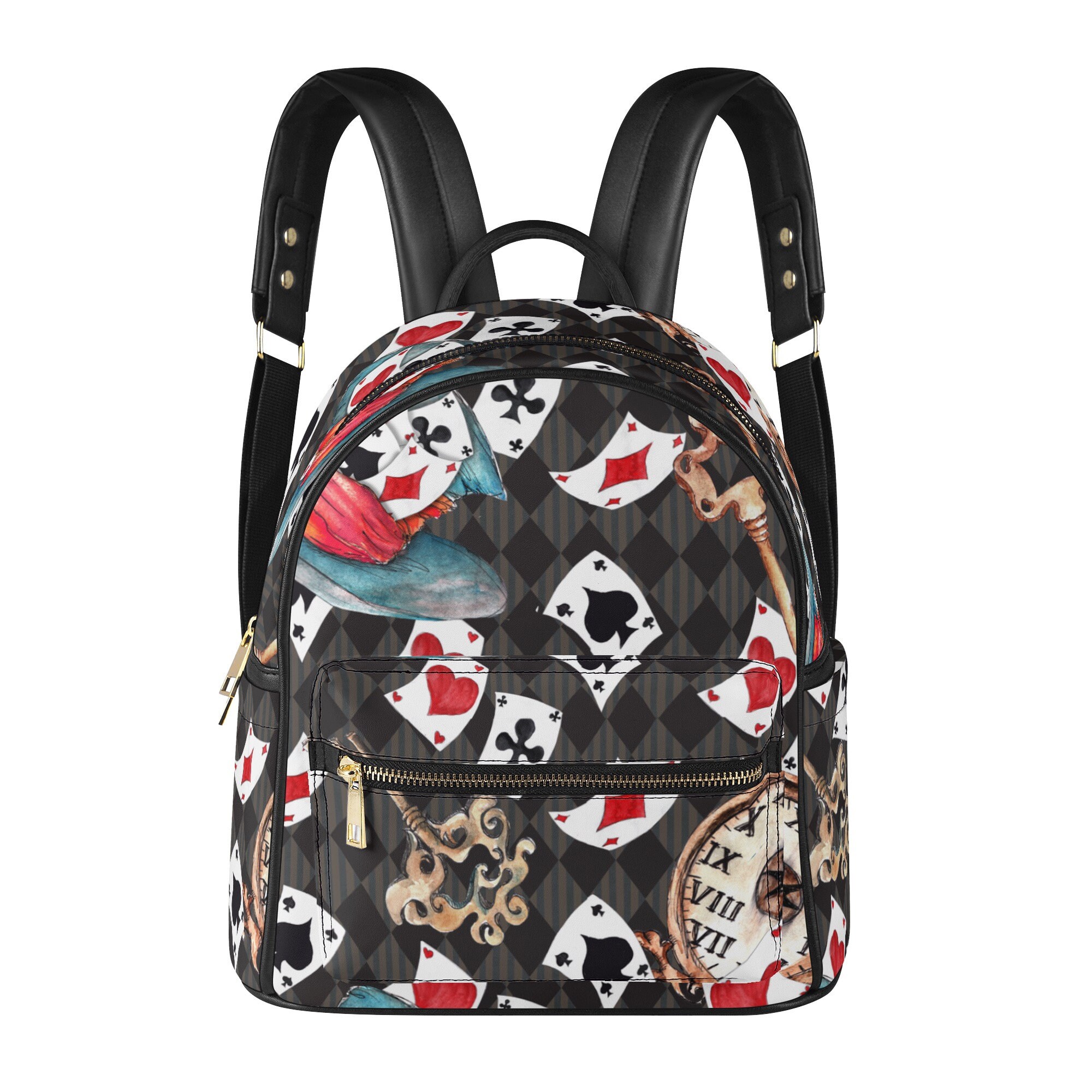 Alice in Wonderland Mini Backpack, Steampunk Black School or Travel Bag ...