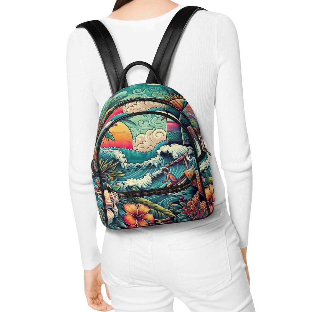 Hawaiian Mini Backpack, Tropical Travel Knapsack, Polynesian Gift for ...